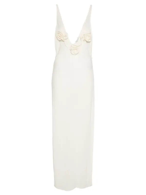 Magda Butrym Floral-appliqué Maxi Dress - Neutrals