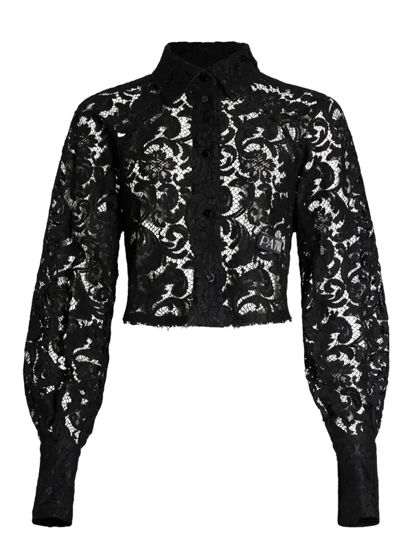 PATOU Cropped Lace Shirt - Black