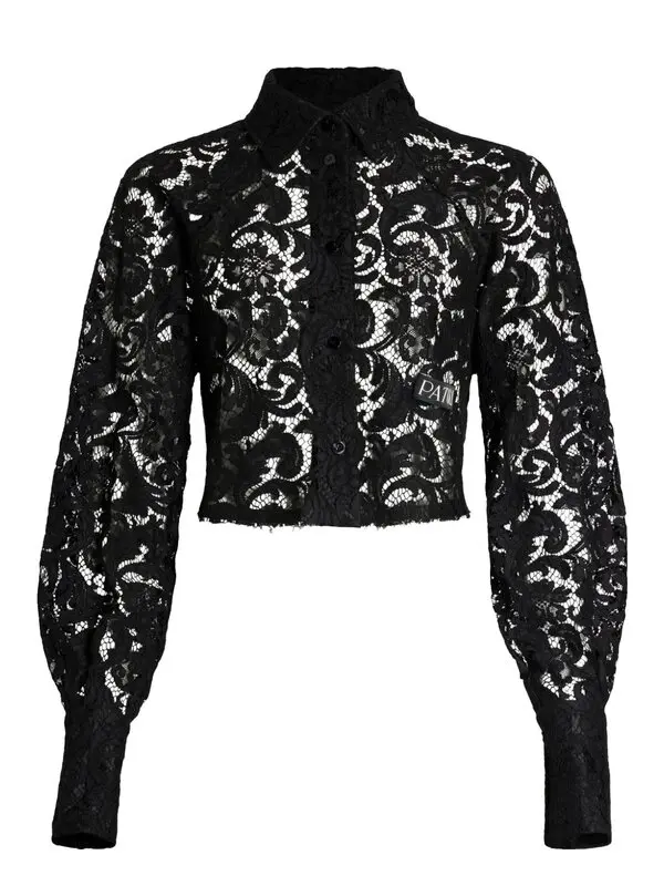 PATOU Cropped Lace Shirt - Black