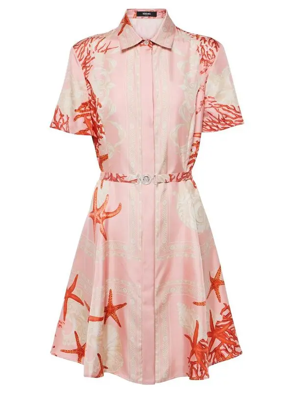 Versace Barocco Sea Silk Twill Shirt Dress - Multicoloured