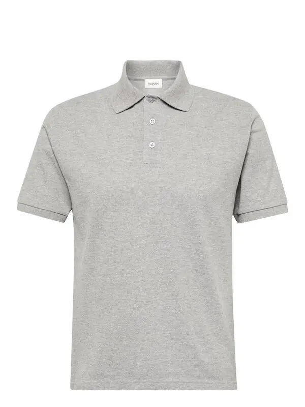 Saint Laurent Cassandre Cotton-blend Piqué T-shirt - Grey