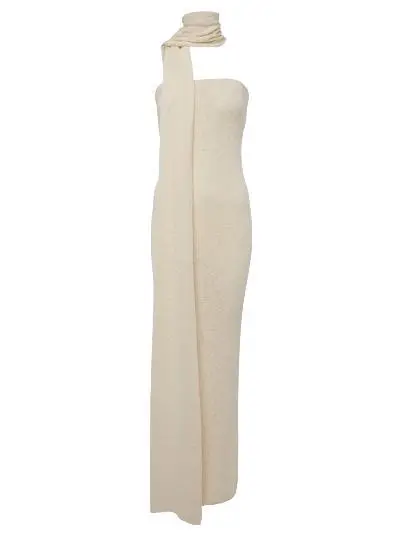 Magda Butrym Scarf-detail Linen And Cotton Maxi Dress - White