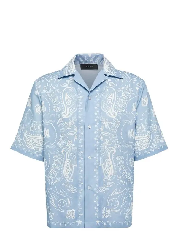 Amiri Bandana Linen And Cotton Bowling Shirt - Blue