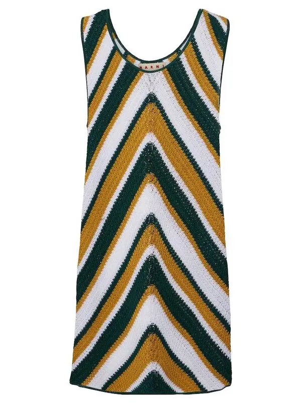 Marni Chevron Knitted Cotton Minidress - Multicoloured