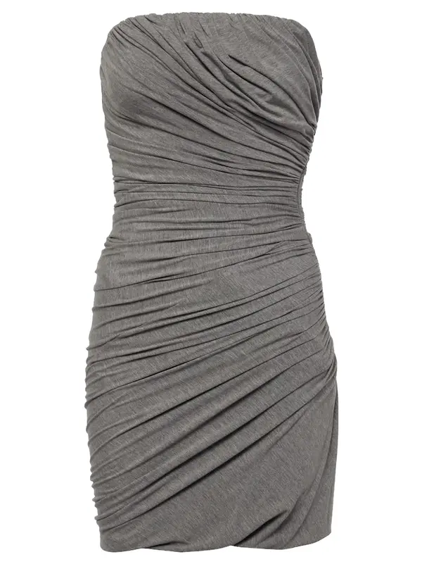 Attico Draped Strapless Minidress - Grey