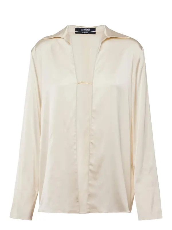 Jacquemus La Chemise Notte Satin Top - White