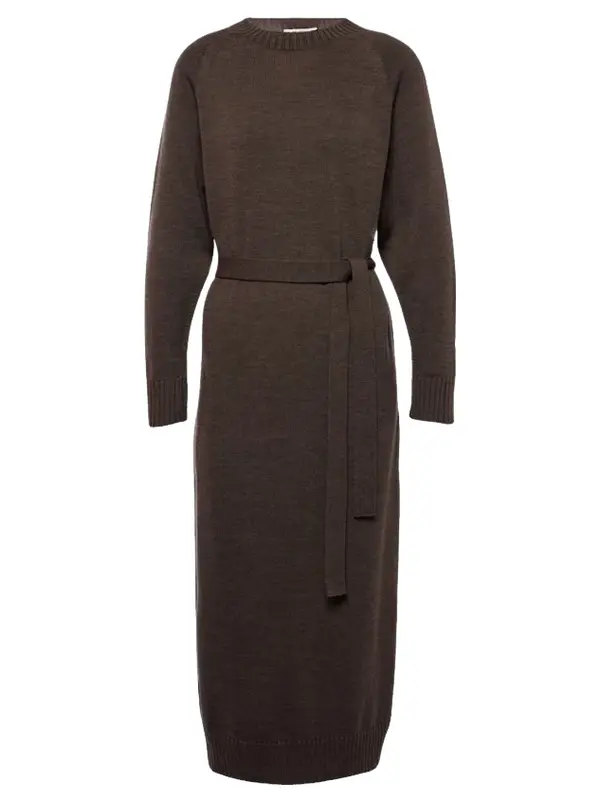 Max Mara Virgin Wool Midi Dress - Beige