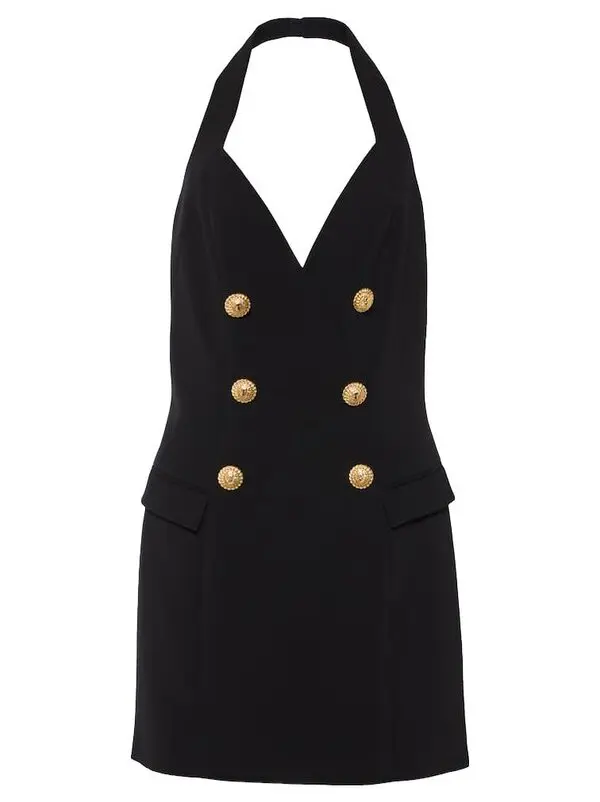 Balmain Halterneck Crêpe Mini Dress - Black