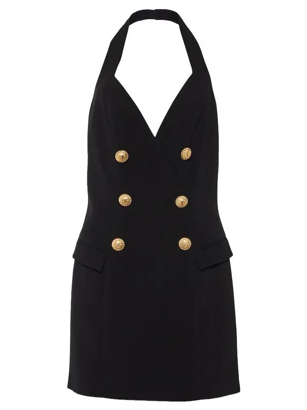 Balmain Halterneck Crêpe Minidress - Black