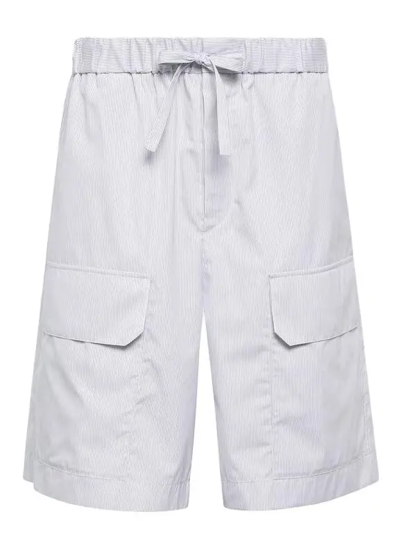 JIL SANDER Striped Cotton Bermuda Shorts - Blue