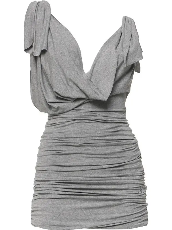 Attico Draped Jersey Minidress - Grey