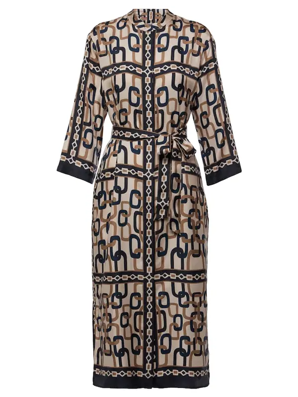 Max Mara Falesia Printed Twill Midi Dress - Blue