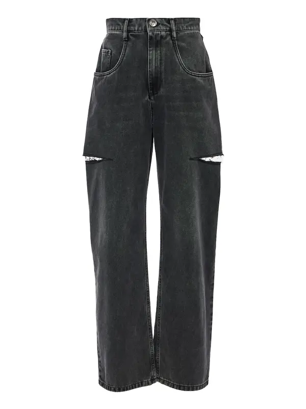 MAISON MARGIELA Cutout High-rise Tapered Jeans - Black