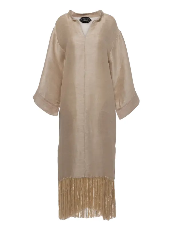 TALLER MARMO Tigris Fringed Shift Dress - Beige
