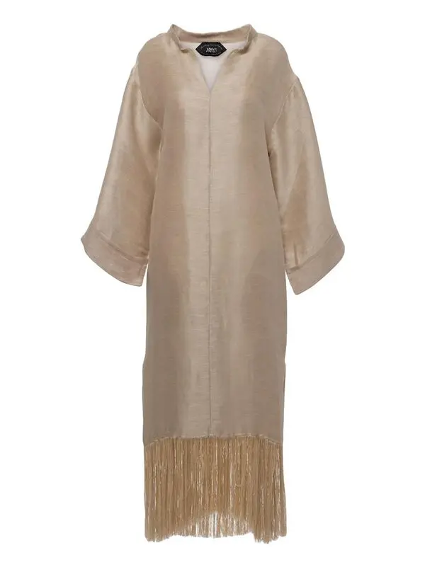 TALLER MARMO Tigris Fringed Shift Dress - Beige