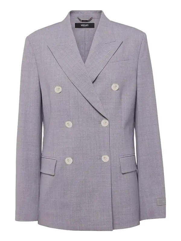 Versace Mélange Wool-blend Blazer - Grey