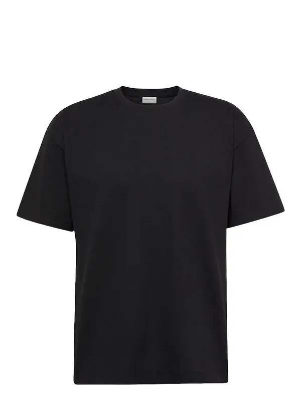 Saint Laurent Cassandre Cotton-blend Piqué T-shirt - Black