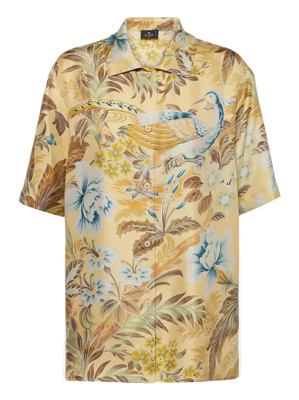 Etro Floral Print Silk Shirt - Yellow