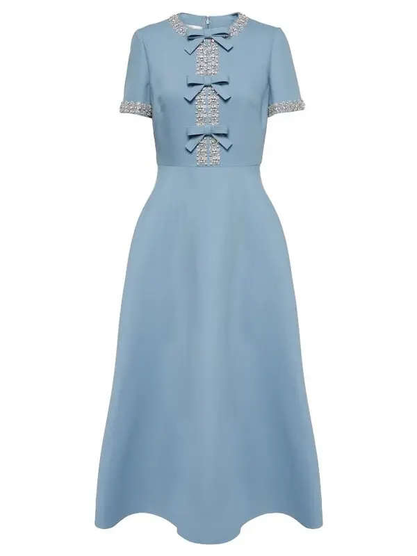 Valentino Garavani Crepe Couture Embellished Midi Dress - Blue