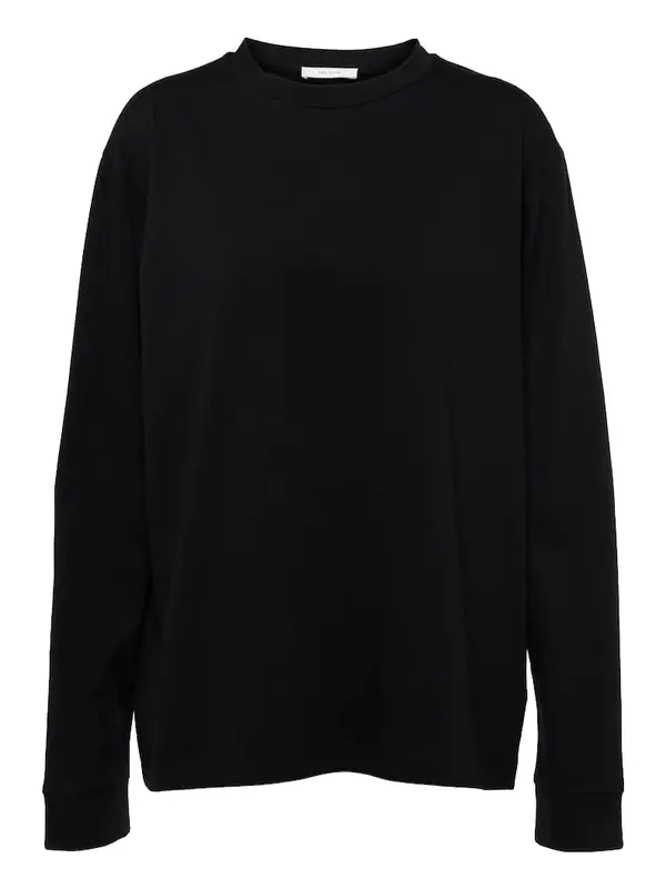 THE ROW Ciles R Cotton Jersey Top - Black