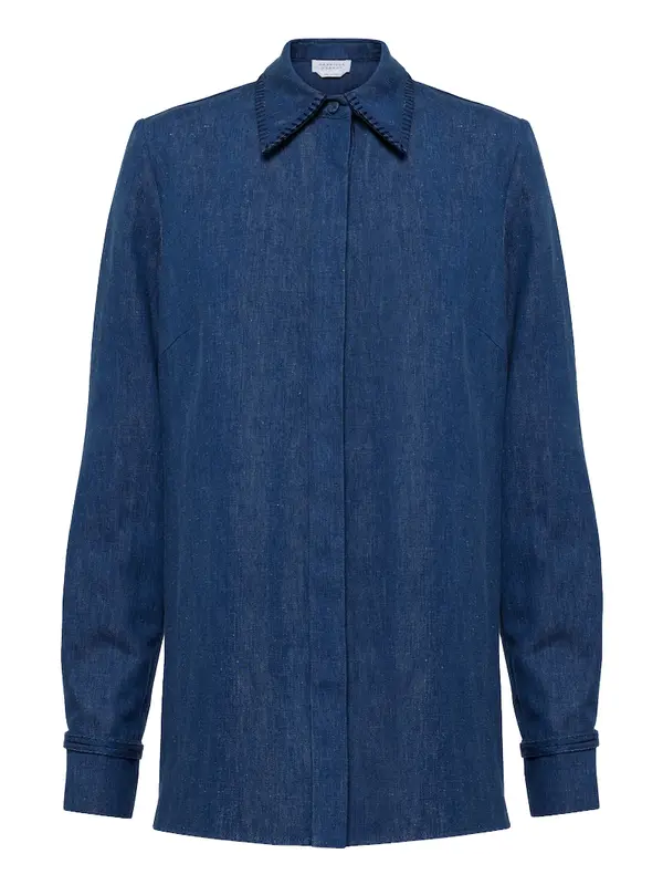 Gabriela Hearst Cruz Cotton And Linen Shirt - Blue