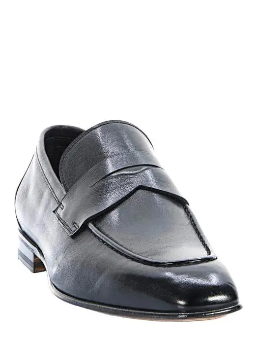 Santoni Gannon Penny Loafer - Black