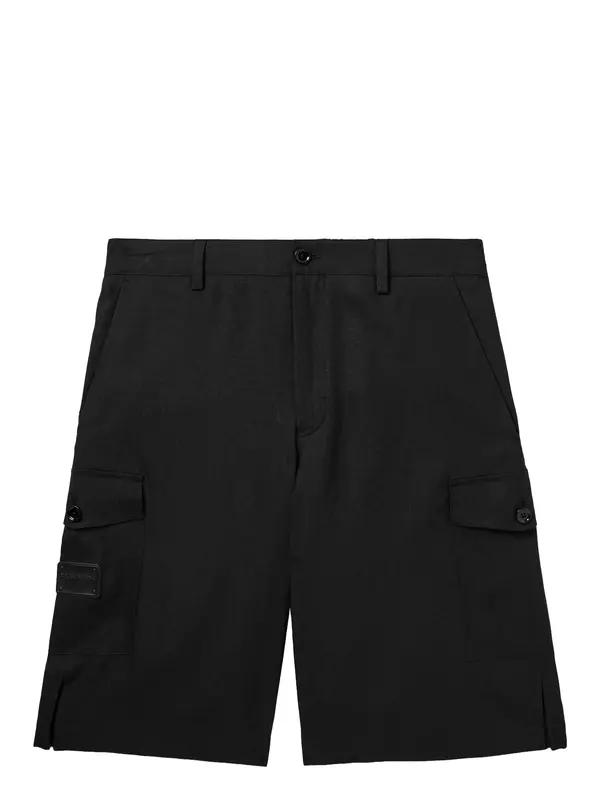 Dolce & Gabbana Wide-leg Linen Cargo Shorts - Black