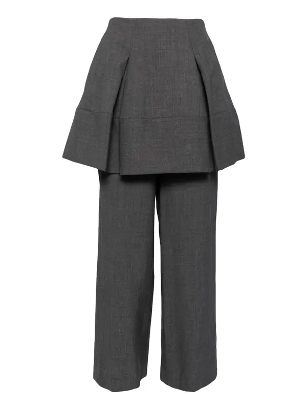 ENFOLD Layered Wide-leg Trousers - Grey