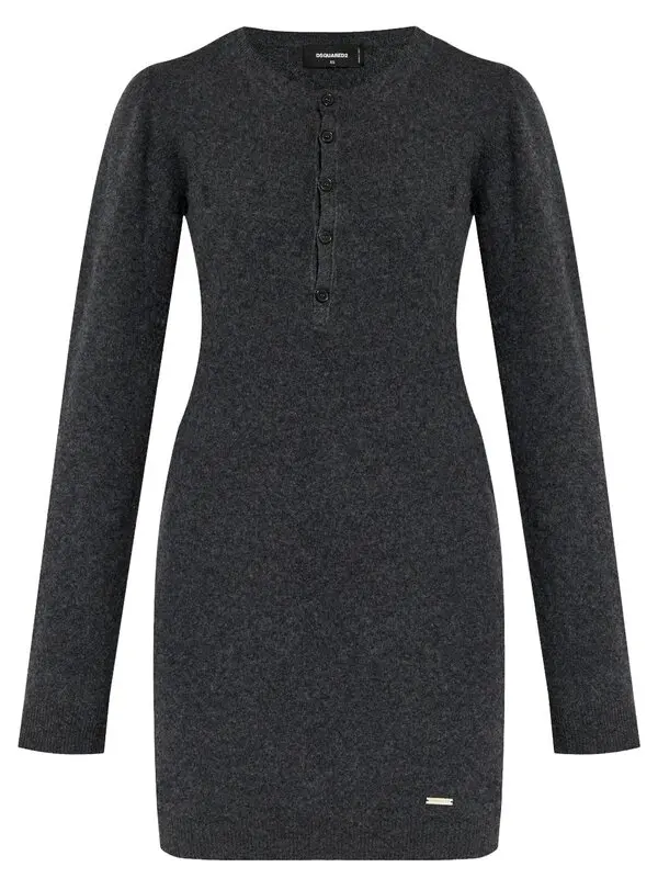 Dsquared2 Fine-knit Wool Minidress - Grey