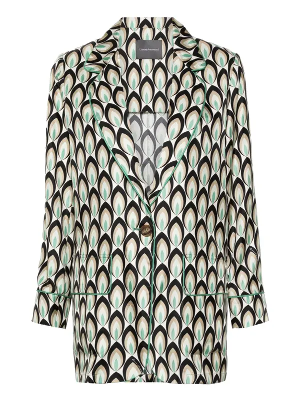 Lorena Antoniazzi Graphic-print Silk Blazer - Green