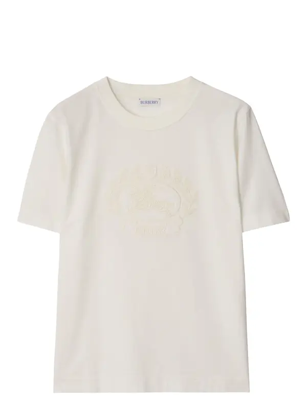 Burberry Logo-embroidered T-shirt - Neutrals