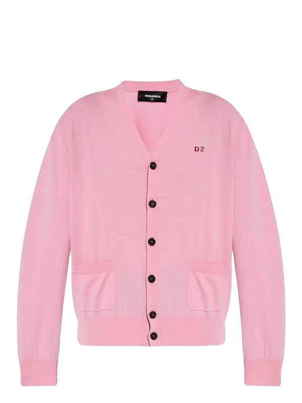Dsquared2 Logo Patch V-neck Cardigan - Pink