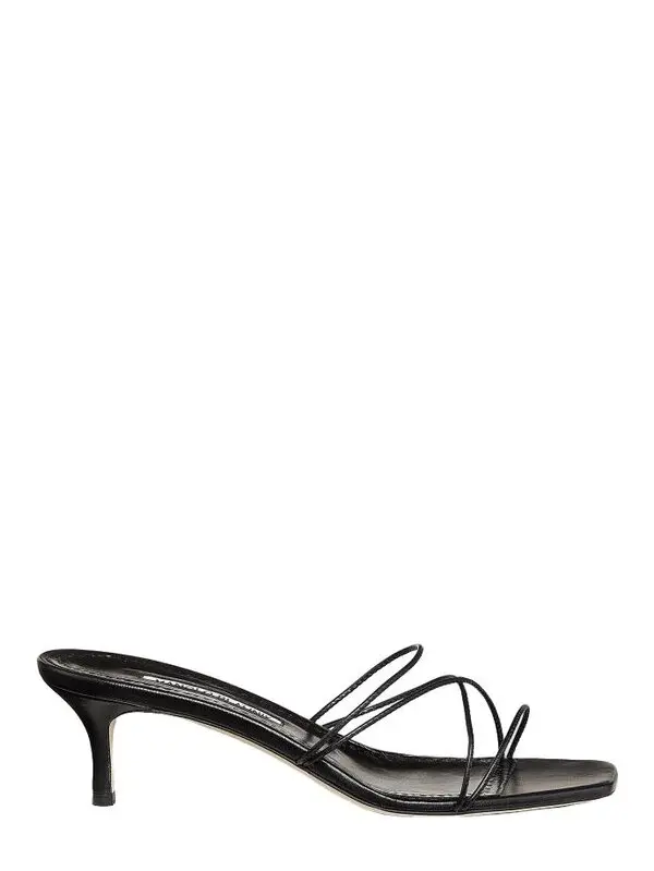 Manolo Blahnik Ninfemu 50mm Leather Strappy Sandals - Black
