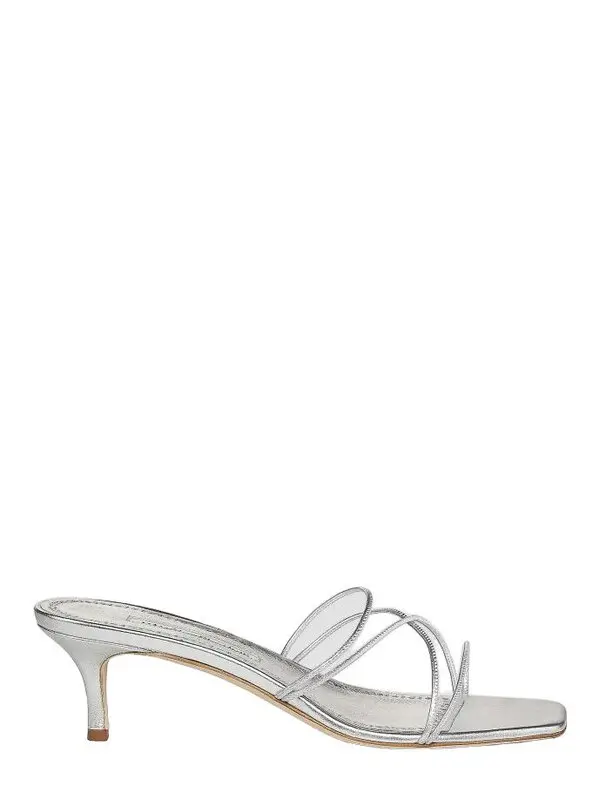 Manolo Blahnik Ninfemu 50mm Leather Strappy Sandals - Silver