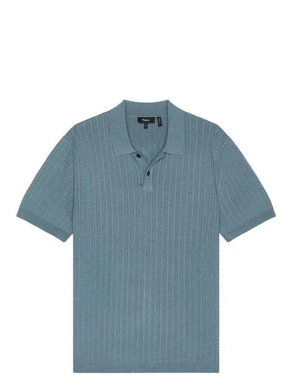 Theory Ribbed Polo In Blue - Dark Rainstorm