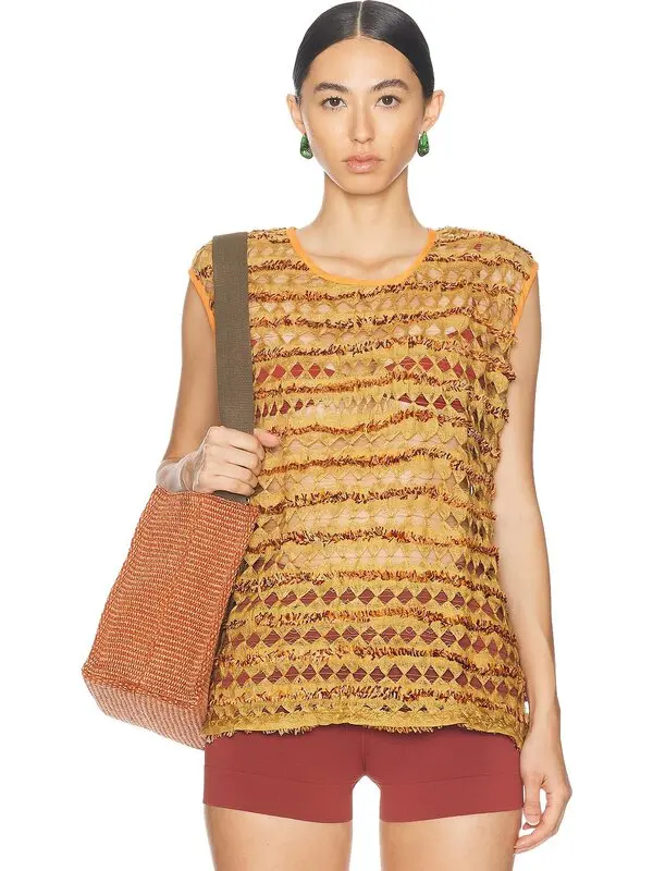 HARAGO Textured Tank Top - Mustard