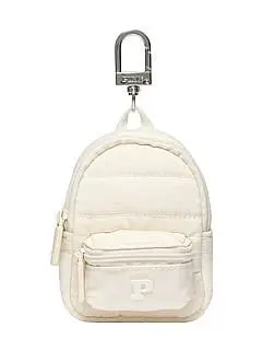 Pink Mini Backpack Keychain Charm - White,ivory