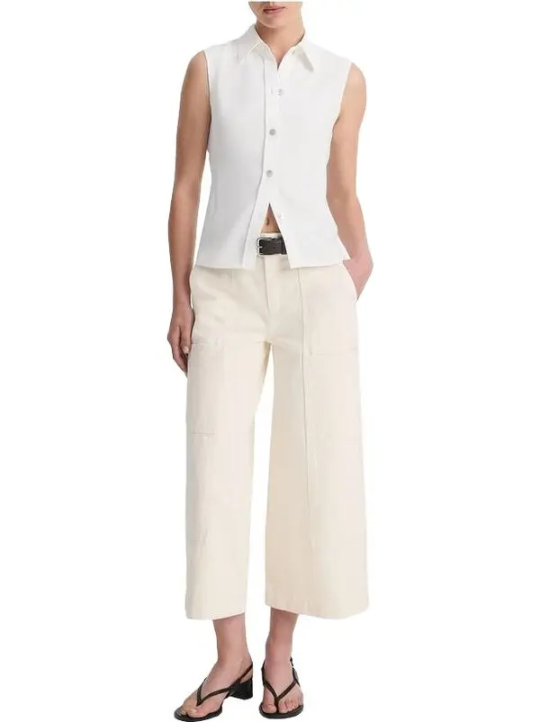 Vince Sleeveless Button-front Shirt - White