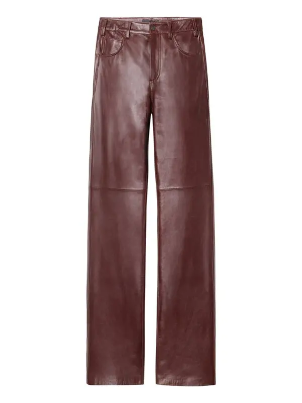 NILI LOTAN Joan Leather Straight-leg Pants - Burgundy