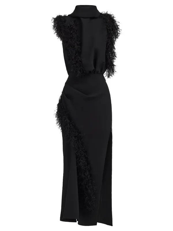Maticevski Vienna Silk-trimmed Crepe Midi Dress - Black