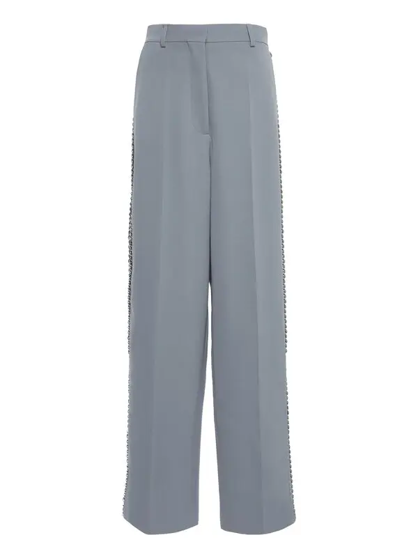 Stella McCartney Chain-embellished Wide-leg Pants - Light Blue