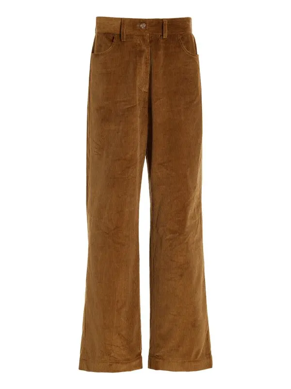 HOUSE OF DAGMAR Organic Cotton Corduroy Wide-leg Pants - Brown