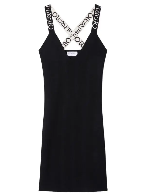 Off-White Logo-jacquard Mini Dress - Black