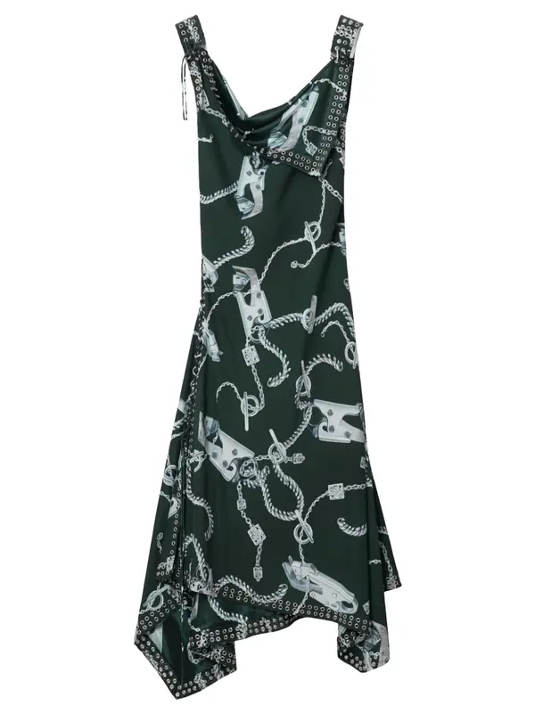 Burberry Knight Hardware-print Midi Dress - Silver