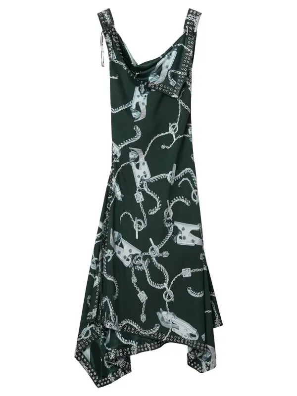 Burberry Knight Hardware-print Midi Dress - Silver