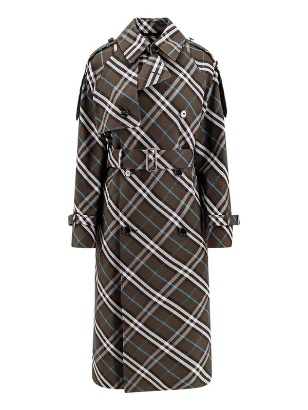 Burberry Check Print Trench Coat - Multicolor