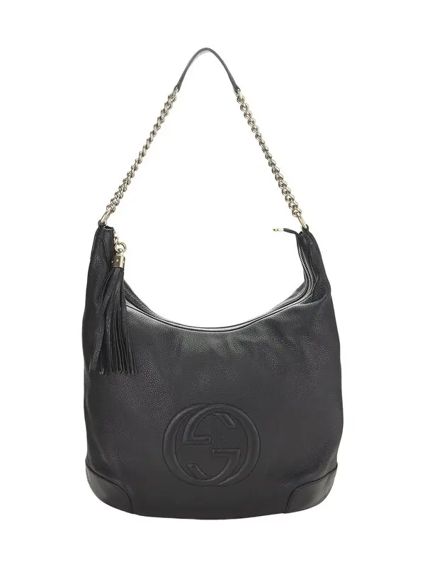 Gucci Grained Leather Soho Chain Hobo - Black
