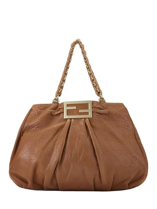 Fendi Leather Mia Hobo Bag - Brown