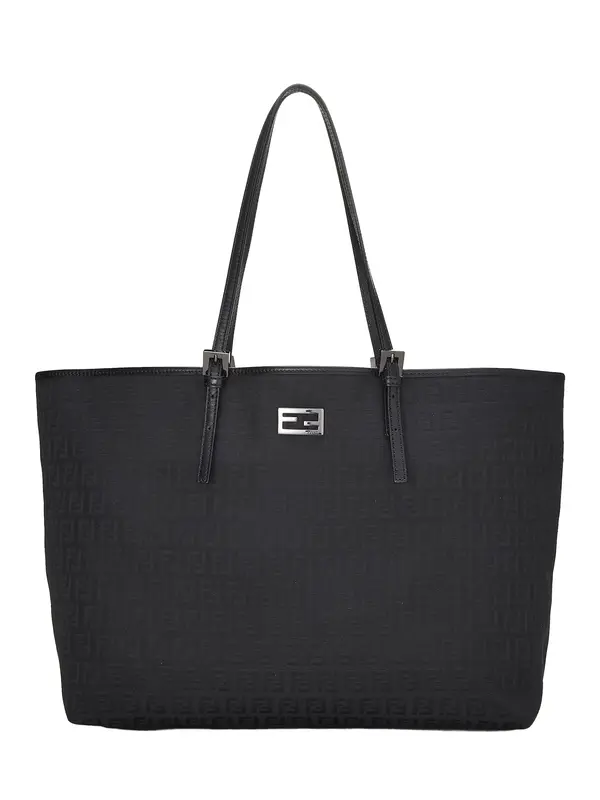 Fendi Zucchino Canvas Roll Tote - Black
