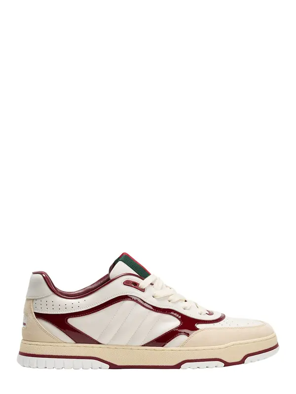 Gucci Re-web Suede And Calf Patent Leather Sneakers - White/dark Red